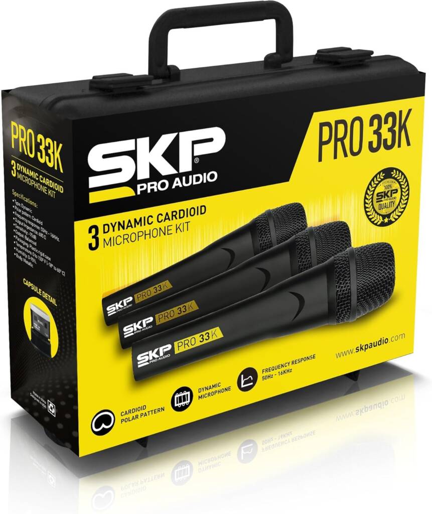 SET DE 3 MICROFONOS DINAMICOS SKP PRO 33K – IMPOCAR